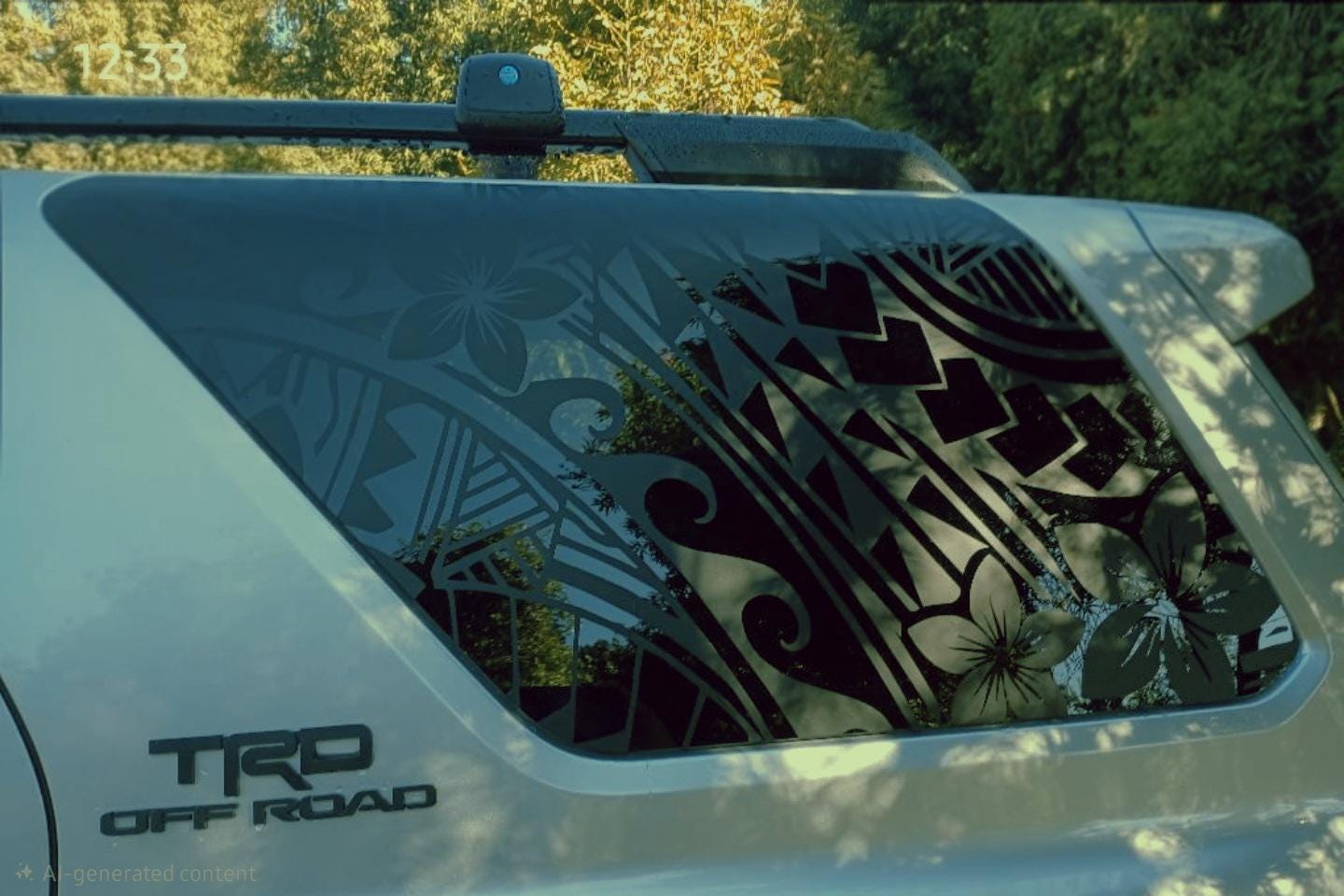 Polynesian Tribal Flower Car Decal, Hibiscus Flower Window Sticker for ...