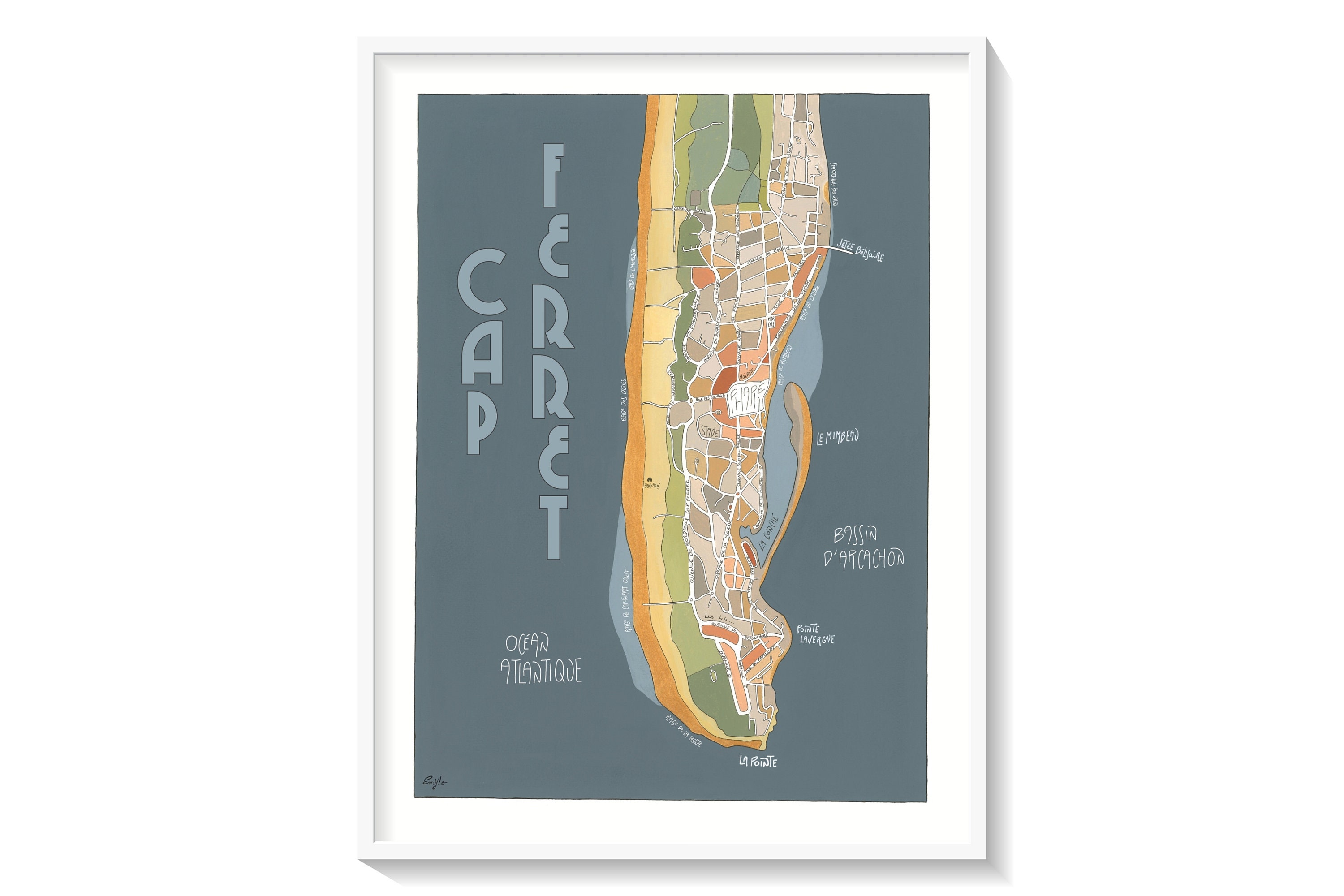 Poster City Map of CAP FERRET, France Giclee Print - Etsy