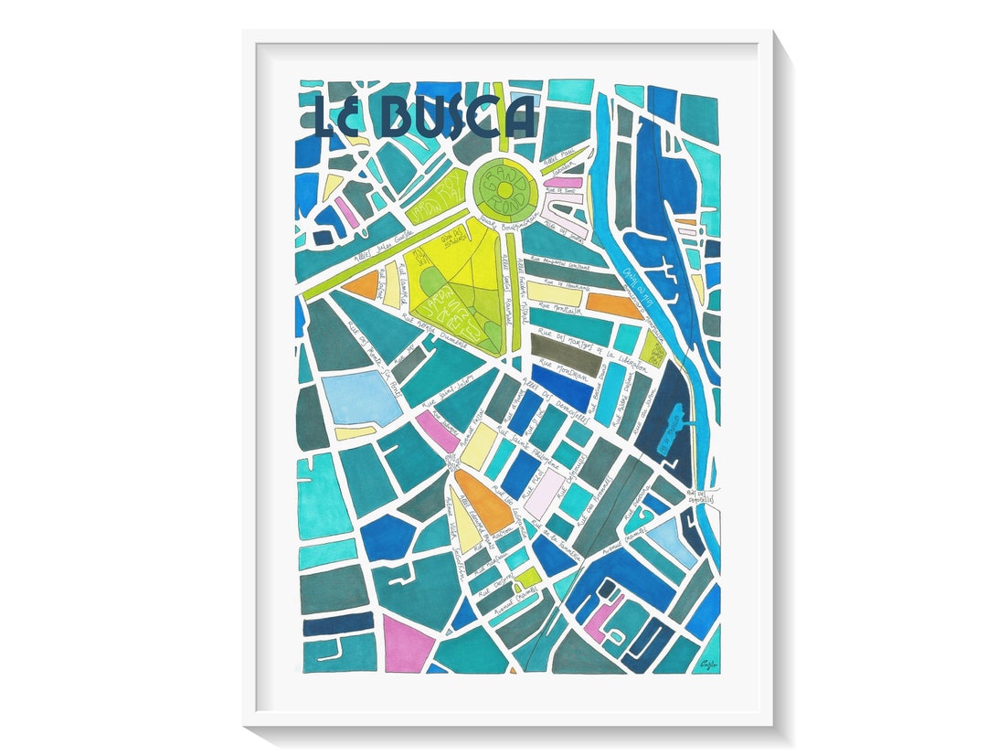 Poster City Map of Le BUSCA District, TOULOUSE Giclee Print - Etsy