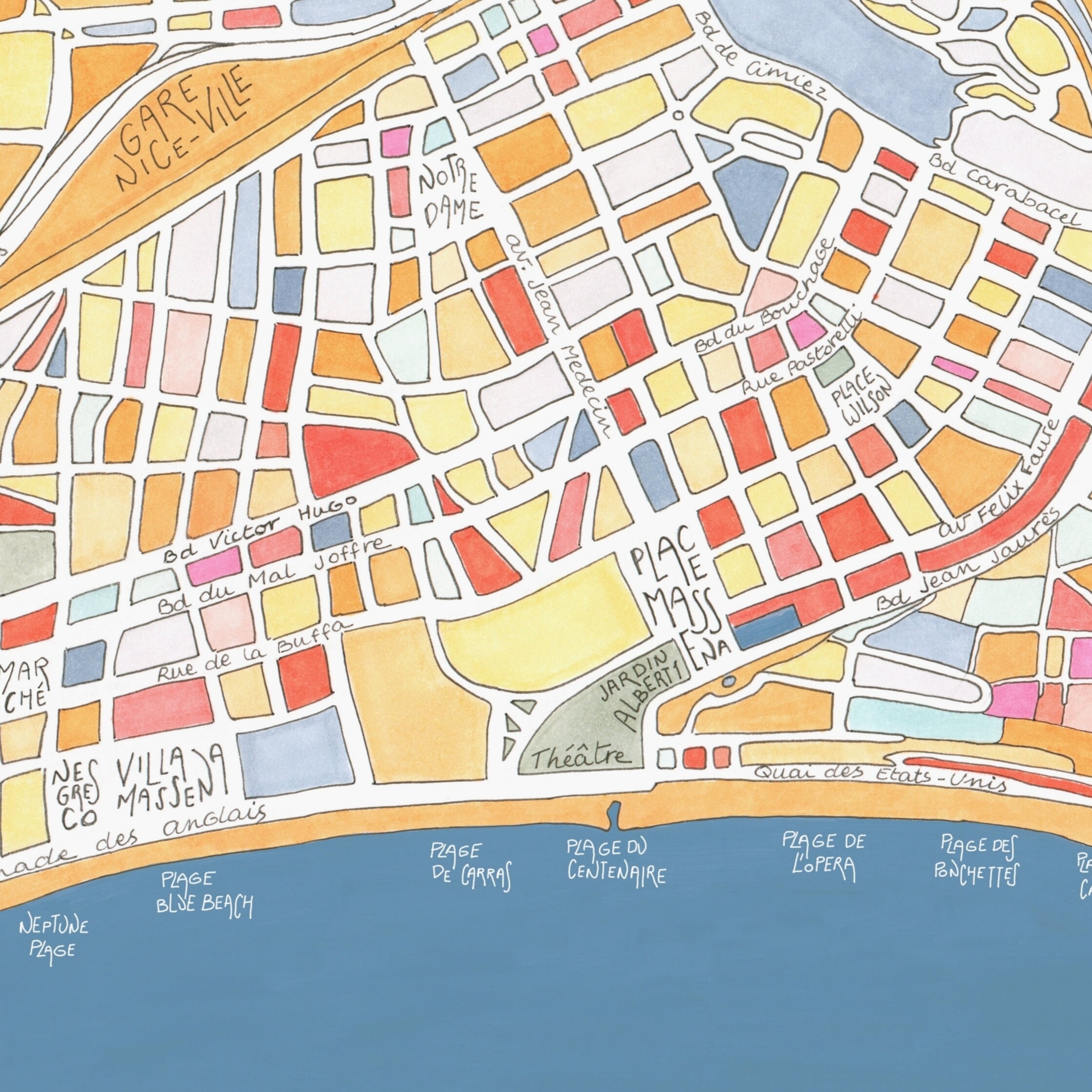 Poster City Map of NICE Giclee Print - Etsy