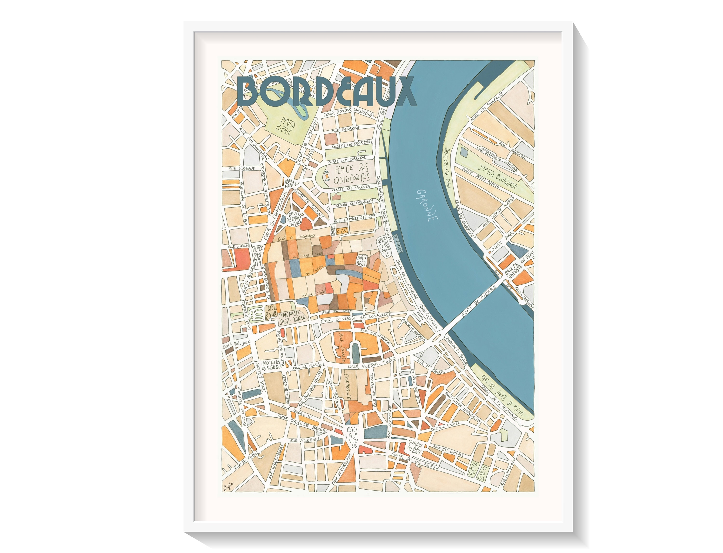 Poster City Map of BORDEAUX Giclee Print - Etsy