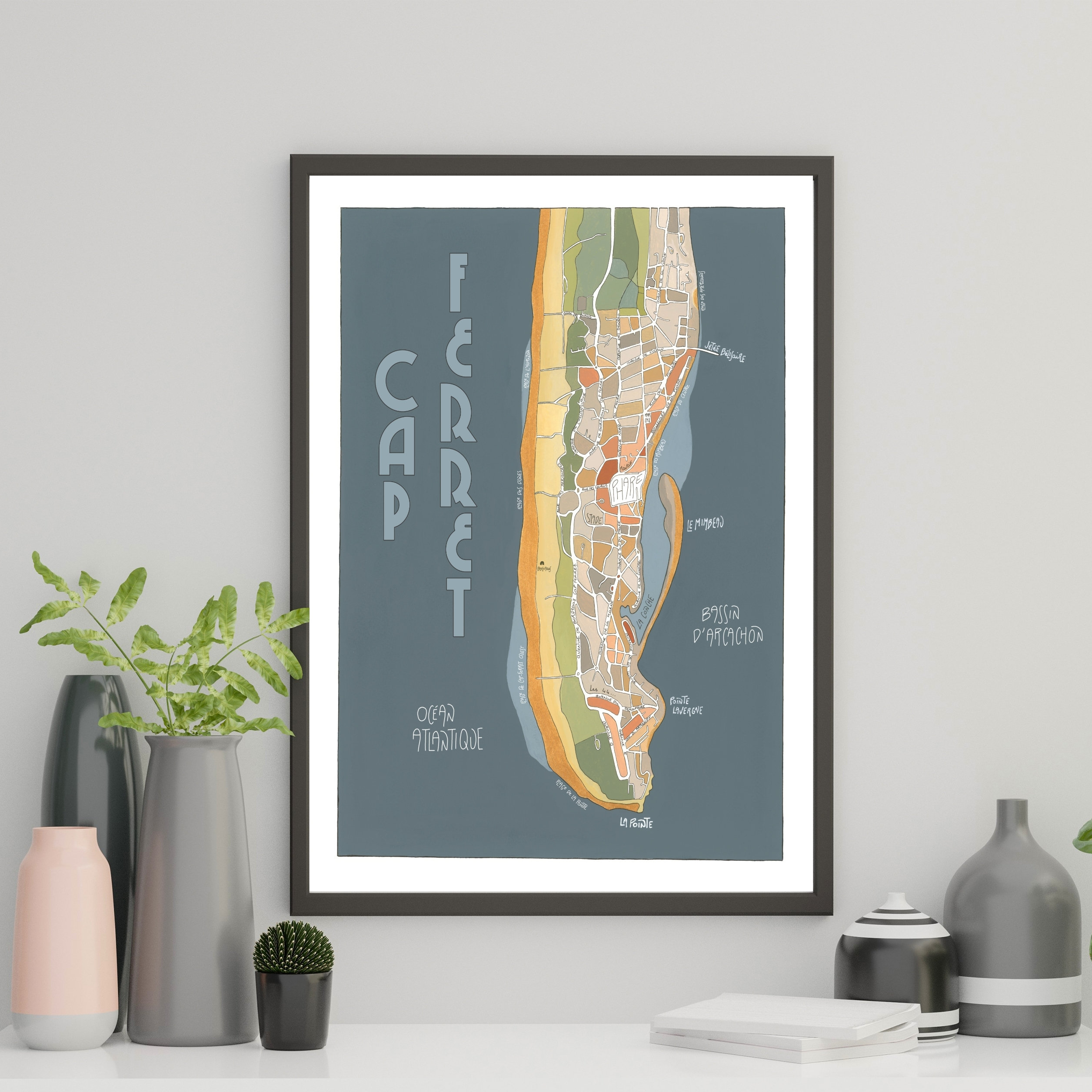 Poster City Map of CAP FERRET, France Giclee Print - Etsy