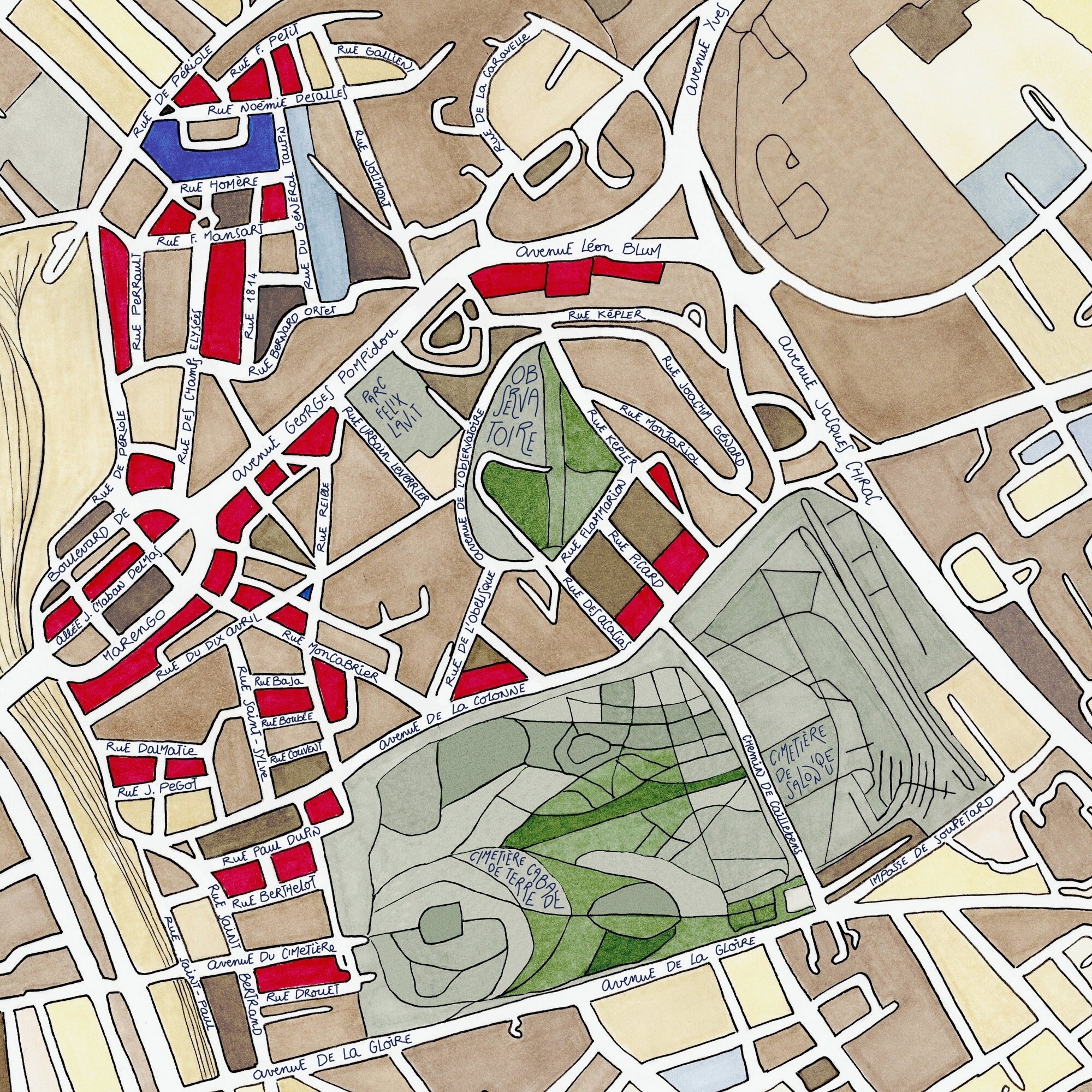 Poster City Map of JOLIMONT District, TOULOUSE Giclee Print - Etsy