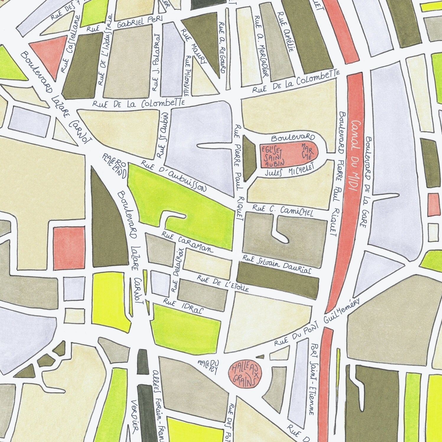 Poster City Map of SAINT-AUBIN District, TOULOUSE Giclee Print - Etsy