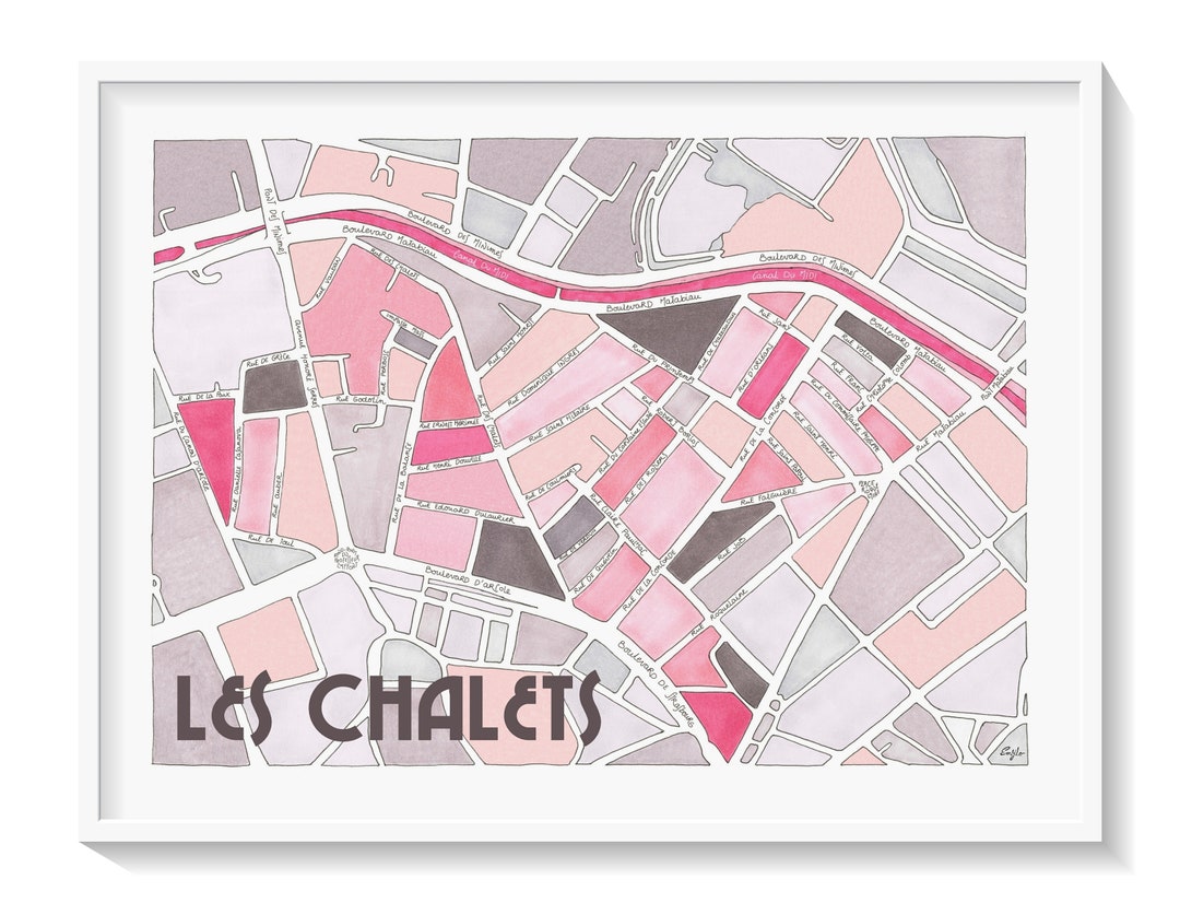 Poster City Map of Les CHALETS District, TOULOUSE Giclee Print - Etsy