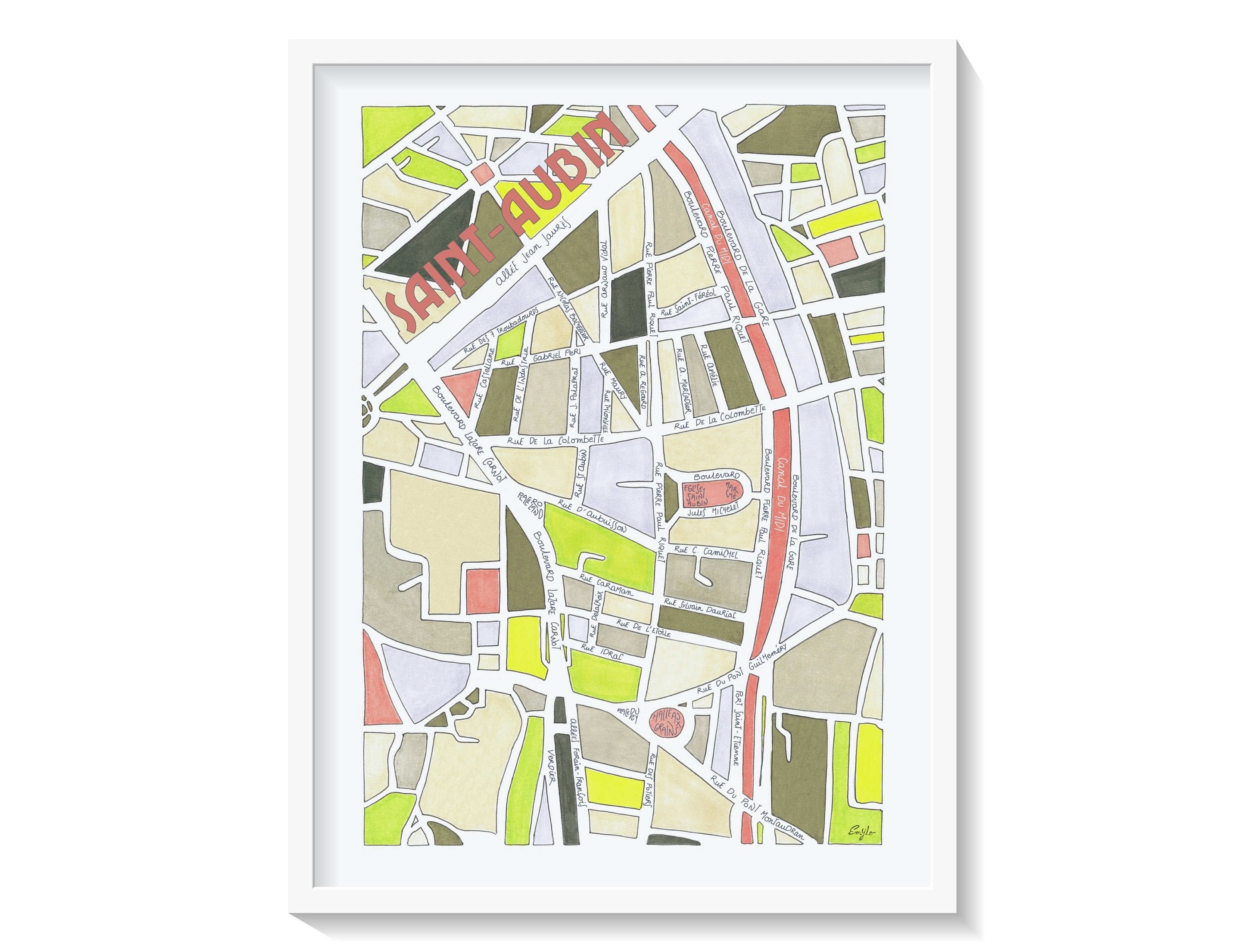 Poster City Map of SAINT-AUBIN District, TOULOUSE Giclee Print - Etsy