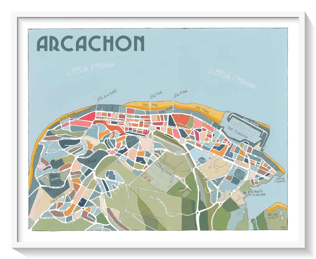 Poster City Map of ARCACHON , France Giclee Print - Etsy