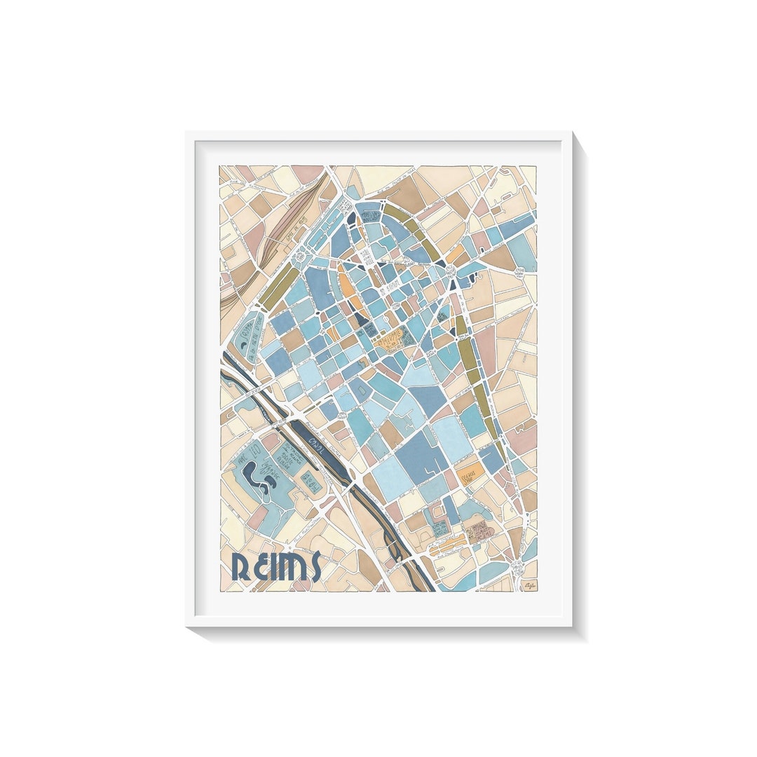 Poster Map of REIMS Wall Decoration - Etsy