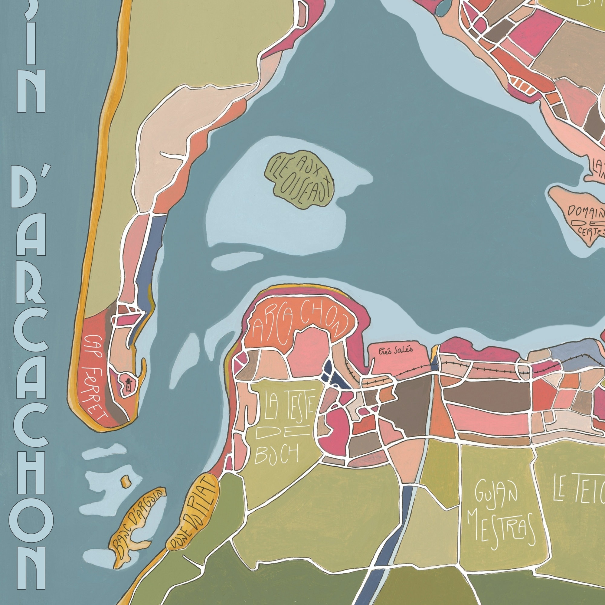 Poster City Map of ARCACHON BAY, France Giclee Print - Etsy