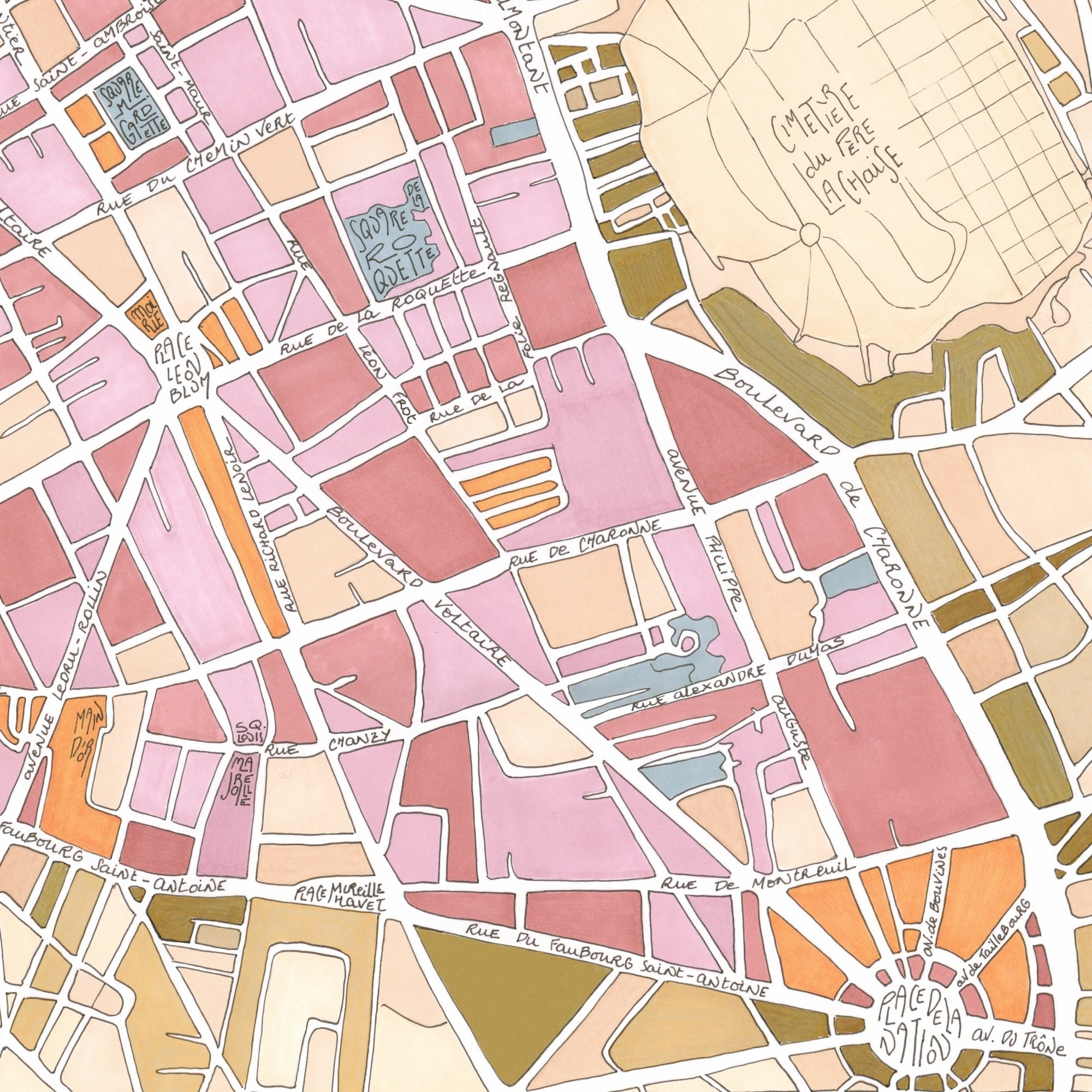 Poster City - Map of PARIS, 11th District - Etsy