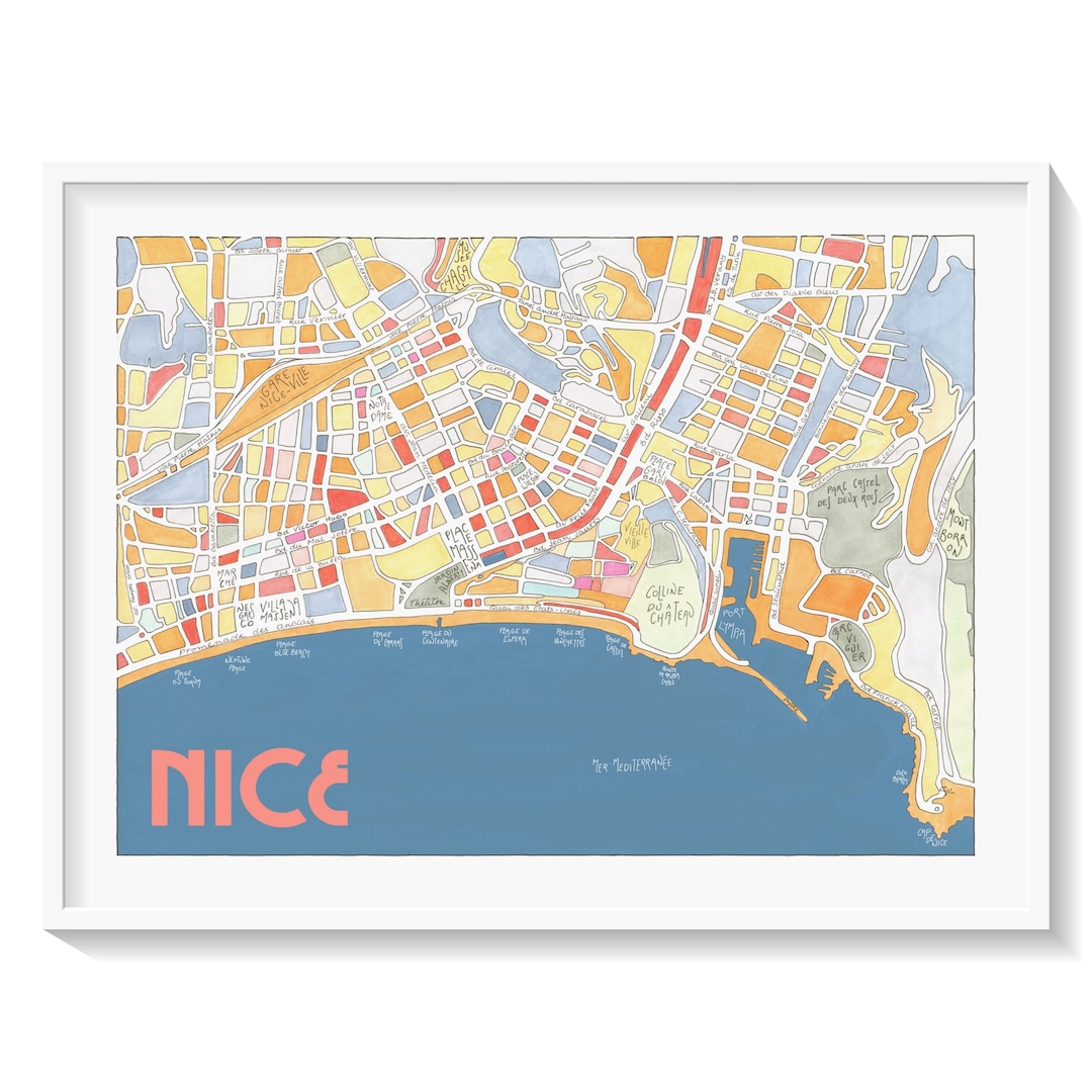 Poster City Map of NICE Giclee Print - Etsy