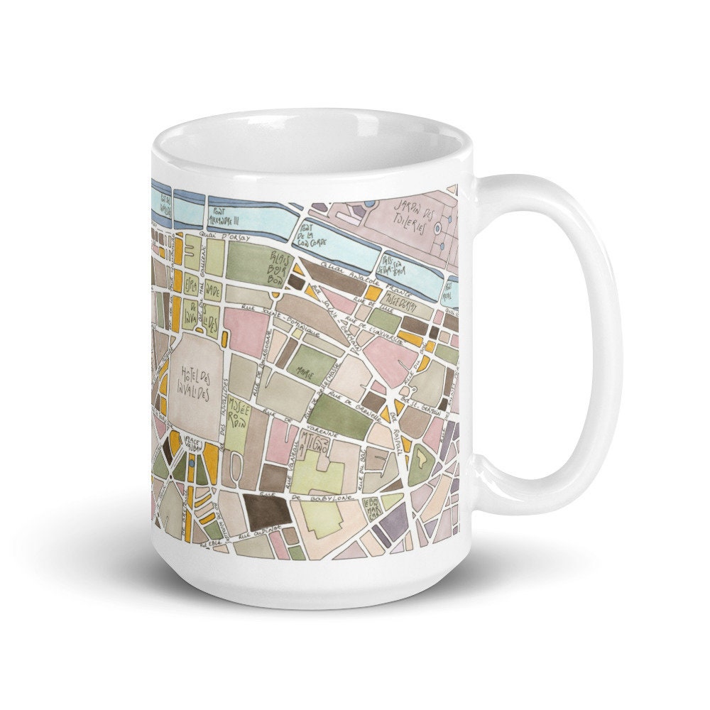 Ilustración de taza Mapa de PARÍS distrito 7 - Etsy México