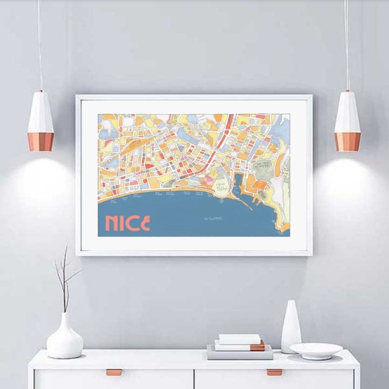 Poster City Map of NICE Giclee Print - Etsy