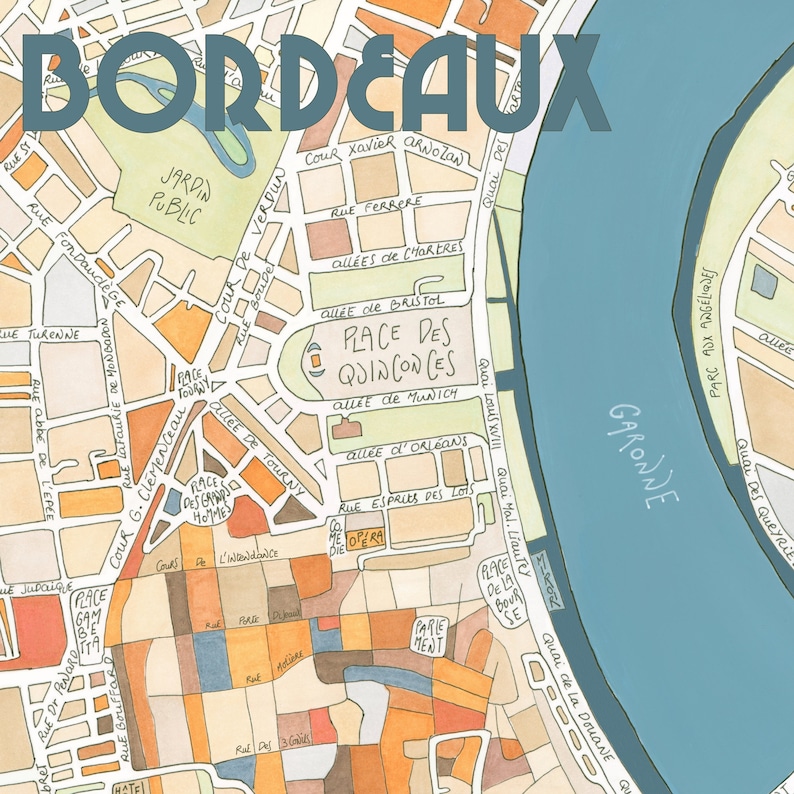 Poster City Map of BORDEAUX Giclee Print - Etsy