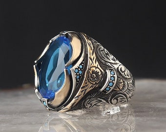 Mens Blue Gem Ring - Etsy