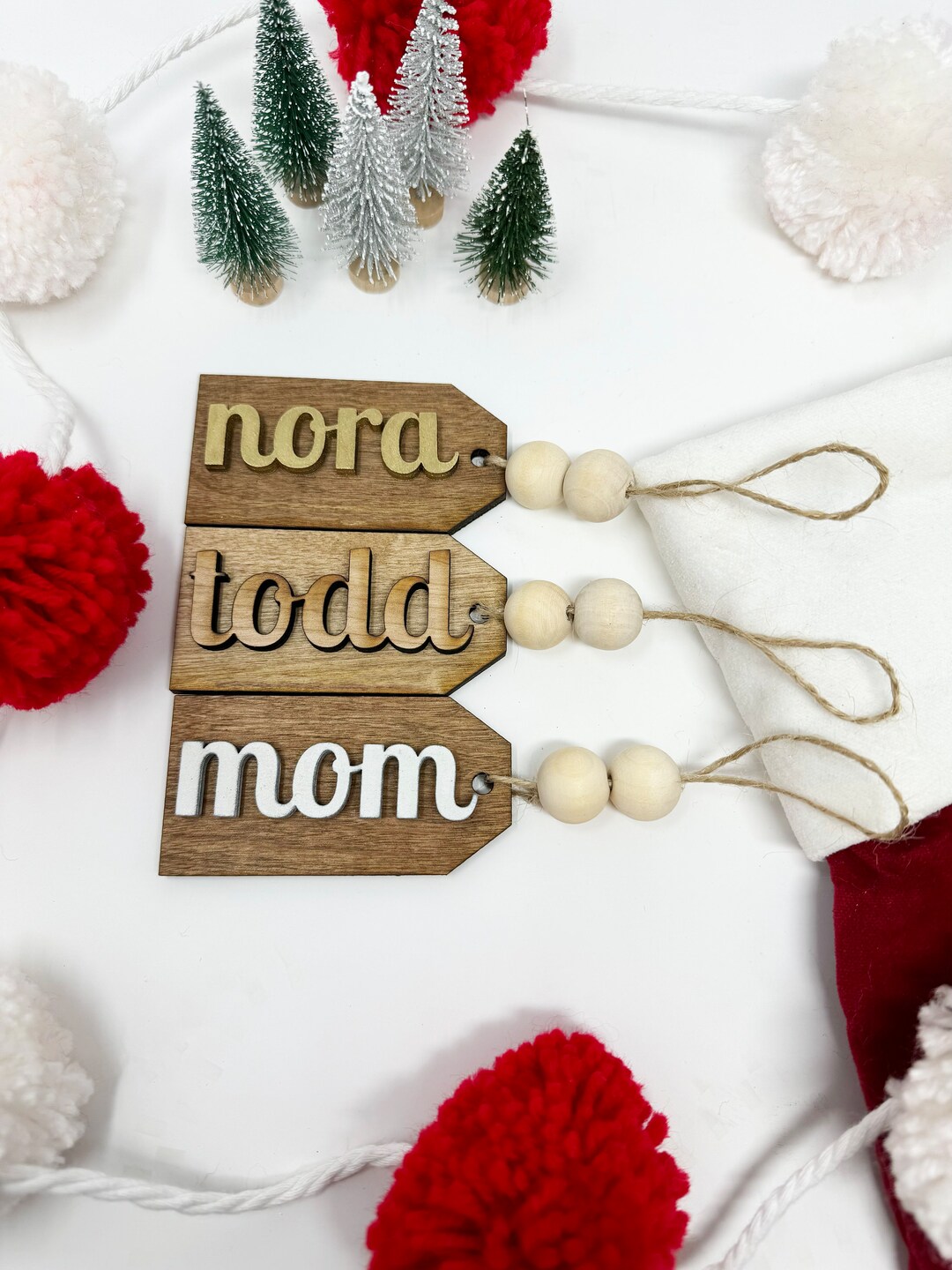 Custom Wooden Stocking Tags Personalized Gift Name Tags With - Etsy