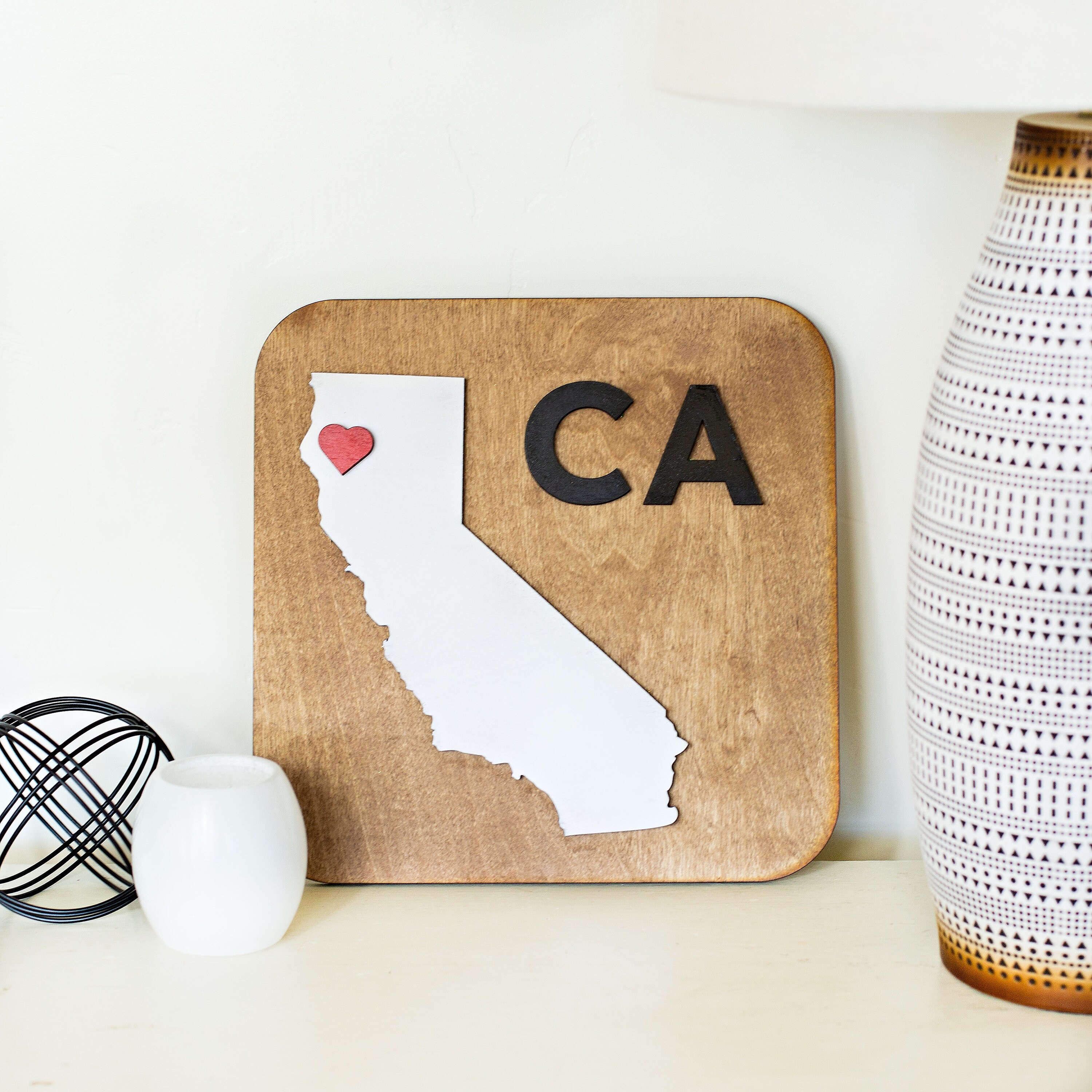 State Cutout Wood State Outline Wooden State Sign All 50 States State ...