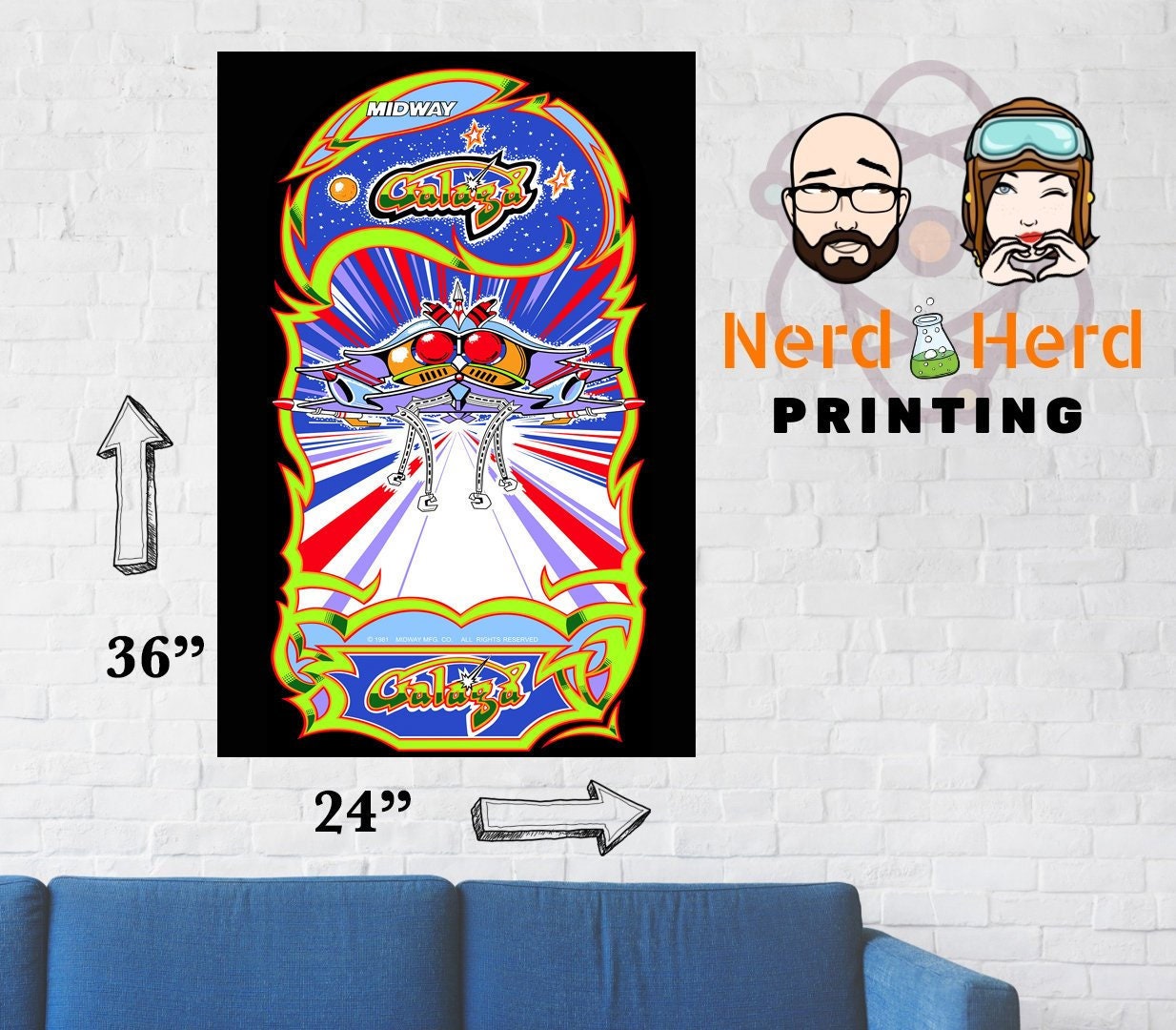 Galaga Arcade Side Art Poster or Magnet Art & Collectibles Giclée etna ...