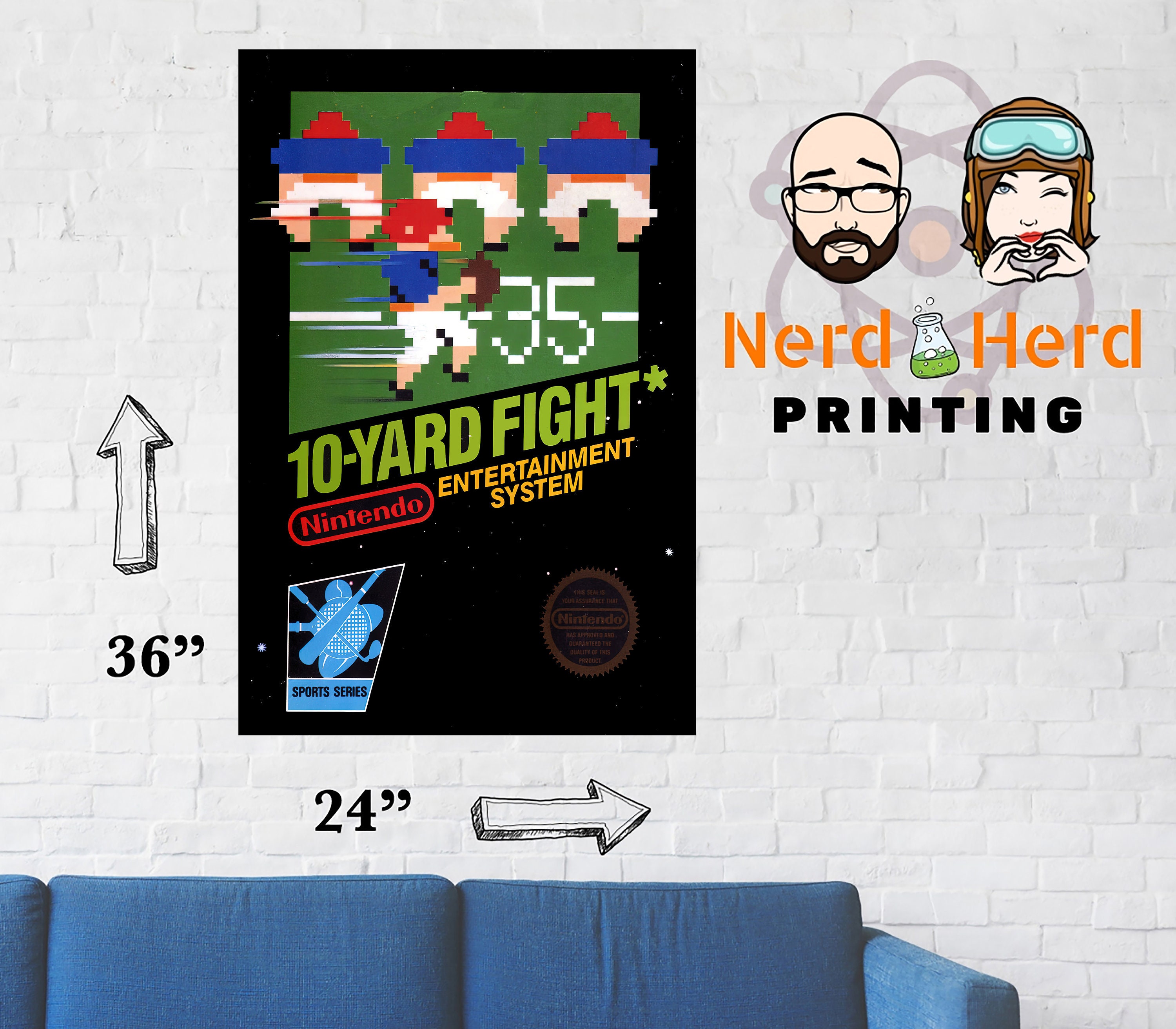 10 Yard Fight NES Game Box Cover Art Poster Wall Hangings Prints etna ...