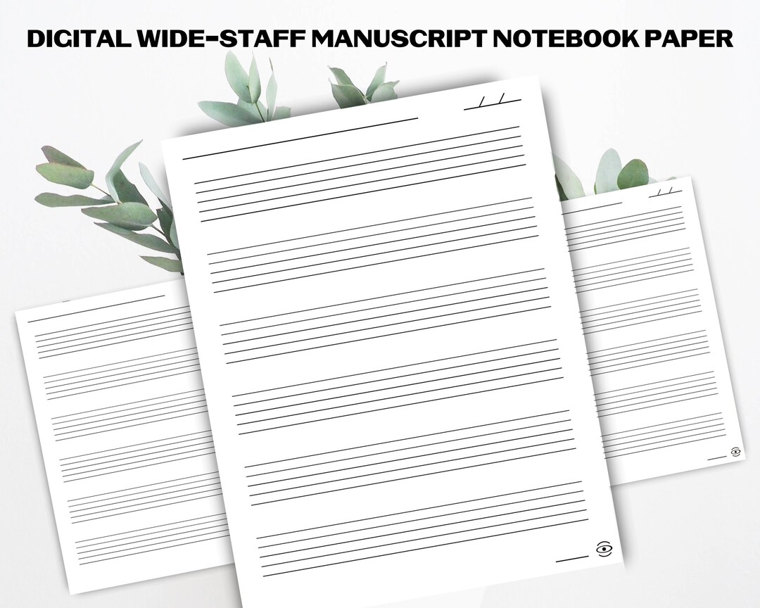 Musician's Wide Staff Manuscript Paper Digital Download - Etsy