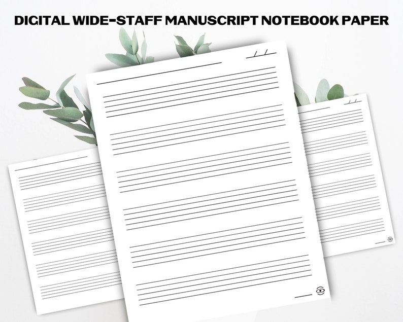 Musician's Wide Staff Manuscript Paper - Digital Download - Etsy