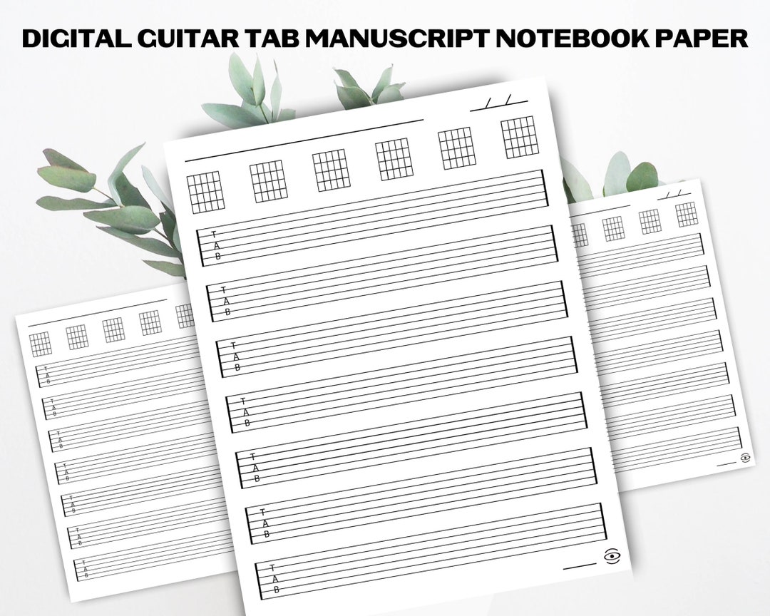 Guitar Tab Manuscript Paper - Digital Download - Etsy