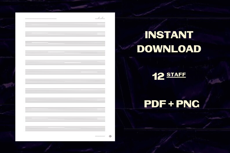 Printable Manuscript Paper With Title Date US Letter A4 12 Staff Blank ...