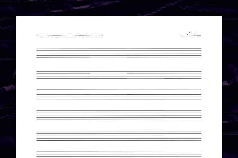 Printable Manuscript Paper With Title Date US Letter A4 12 Staff Blank ...