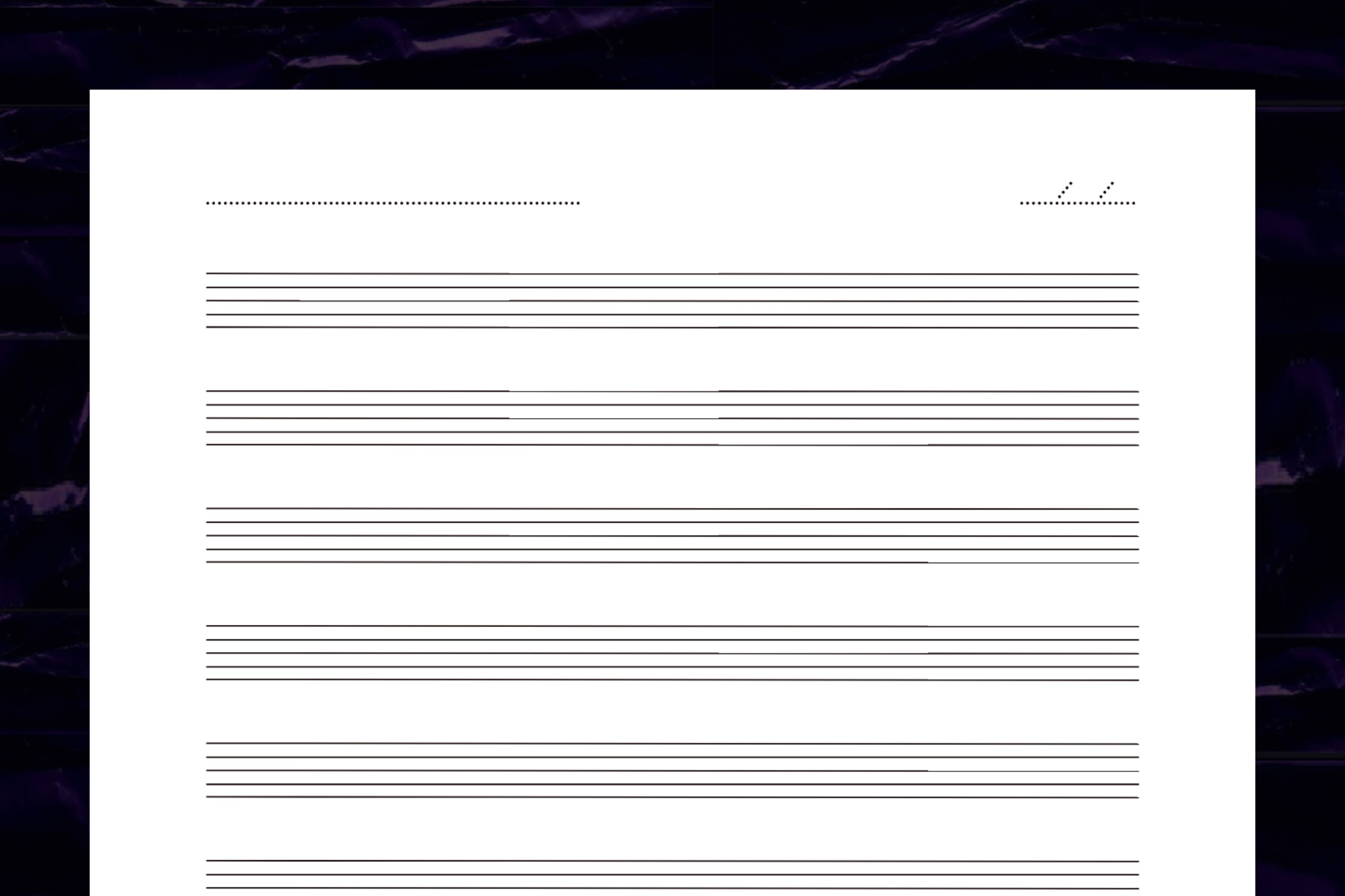 Printable Manuscript Paper With Title Date US Letter A4 12 Staff Blank ...