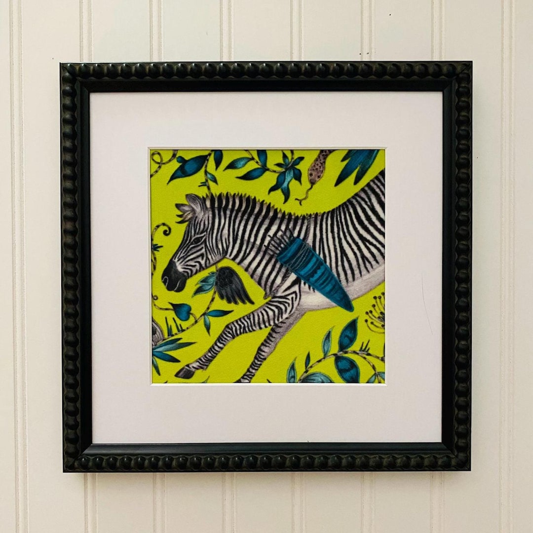 Emma Shipley Zebra Fabric Wall Art: Velvet Beaded Frame - Etsy