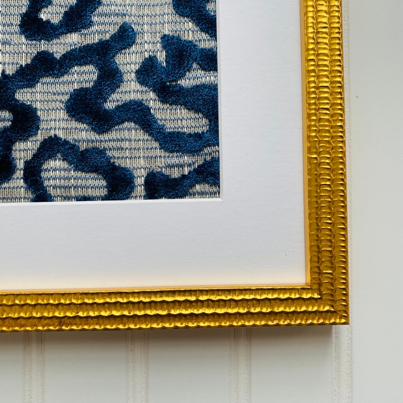 Navy Blue Velvet Squiggle Fabric Wall Art, Textured Wall Hanging ...