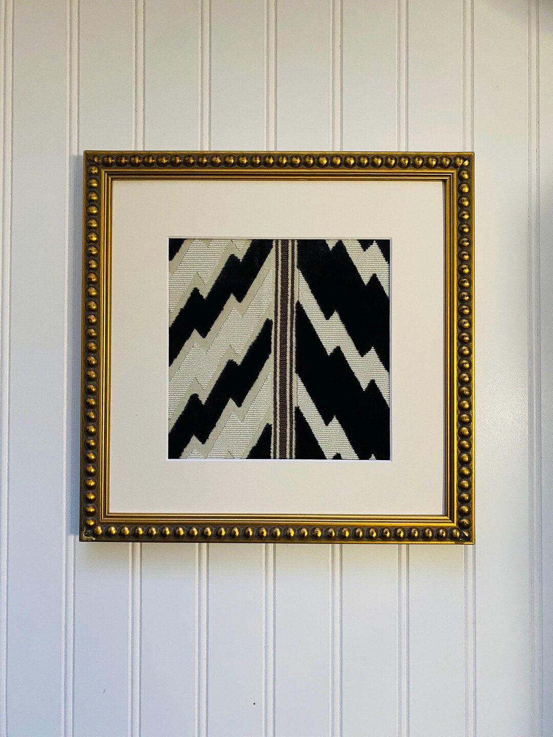 Textile Wall Art Velvet Lightning Bolt Fabric Wall Hanging Beaded Frame ...