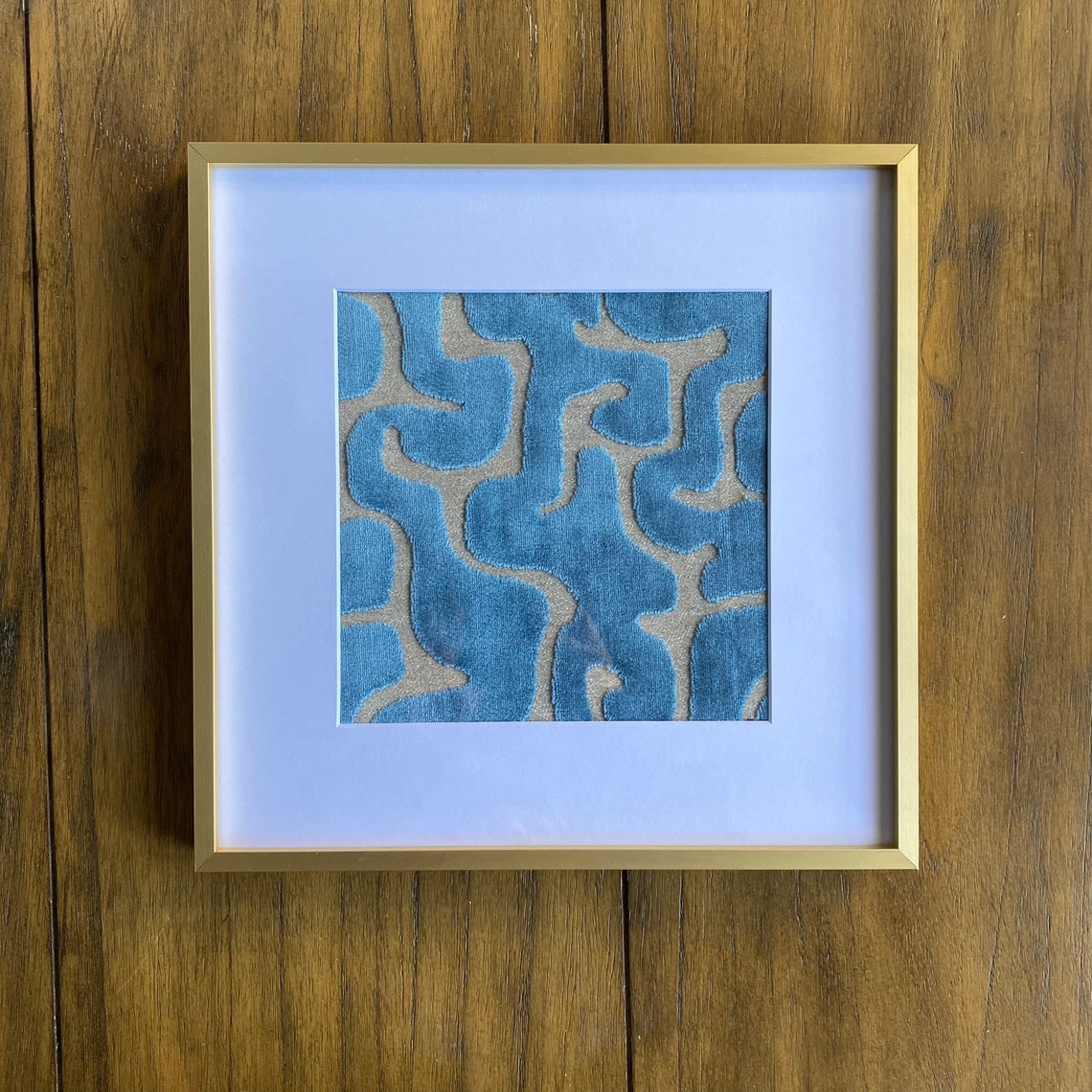 Teal Velvet Wall Art, Squiggle Wall Hanging, Textile Wall Art, 12x12 ...