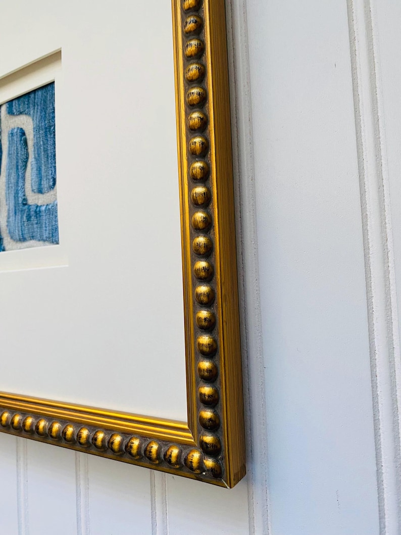 Blue Velvet Fabric Wall Art: Beaded Frame, Gallery Decor - Etsy