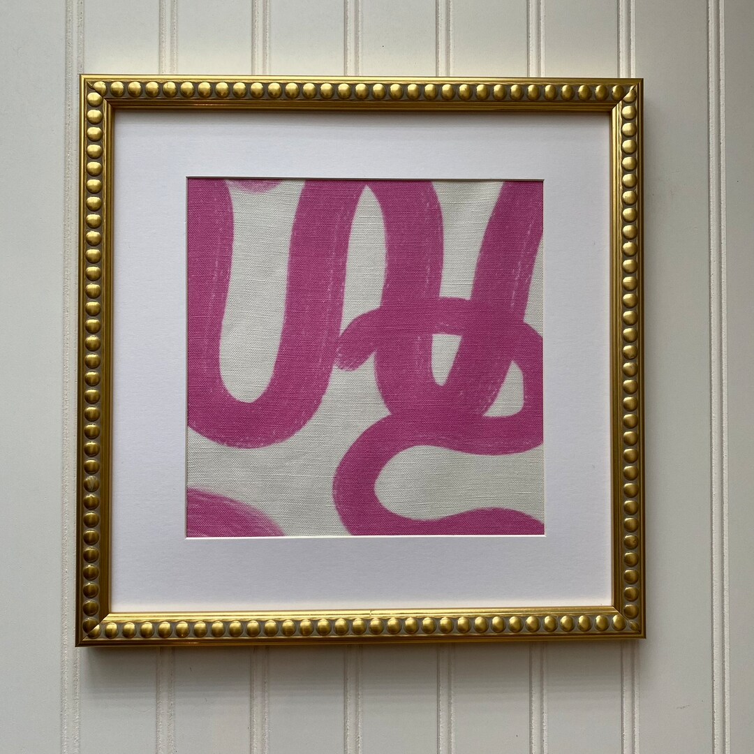 Wall Art Pink Squiggle Wall Hanging Abstract Fabric Wall Art Beaded ...