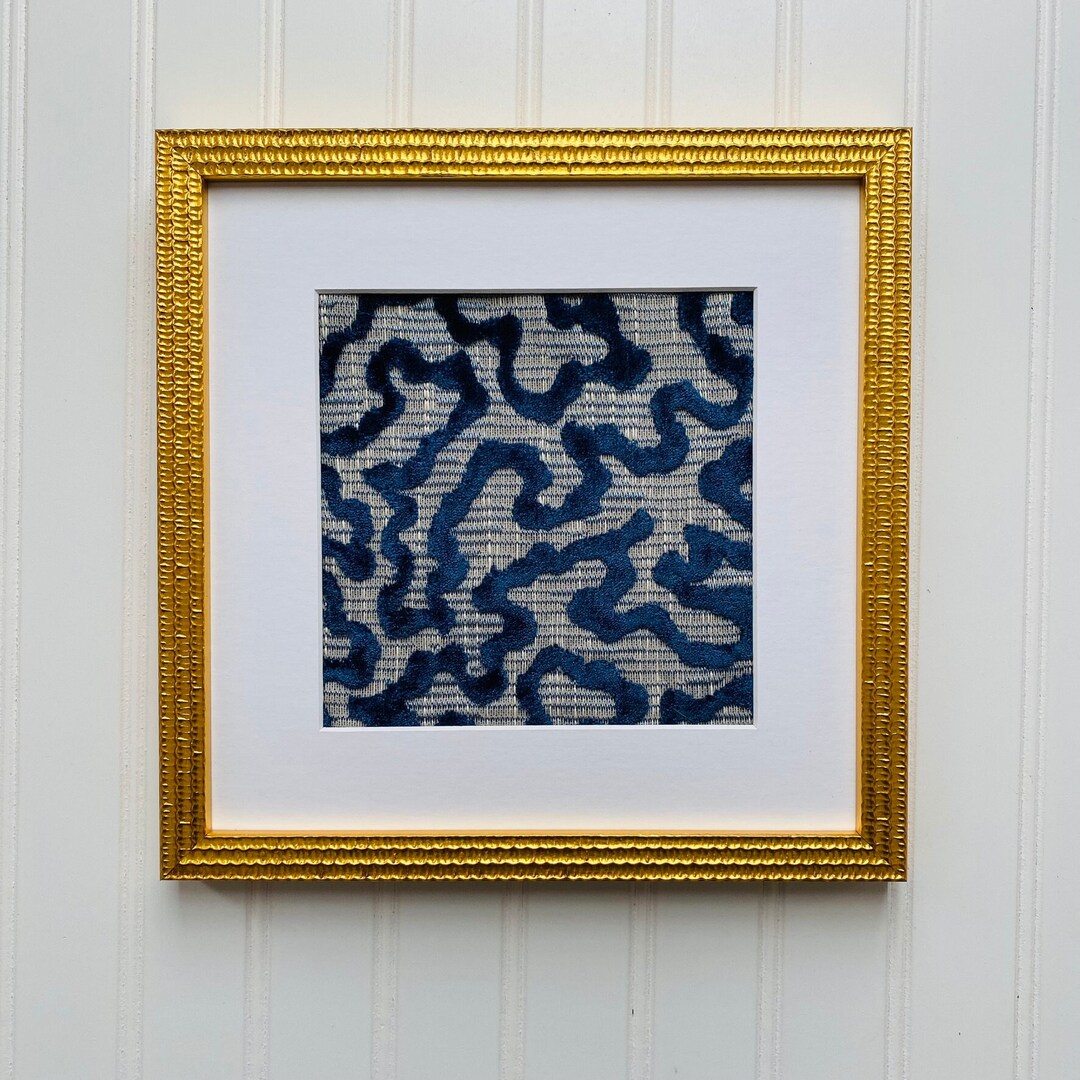 Navy Blue Velvet Squiggle Fabric Wall Art, Textured Wall Hanging ...
