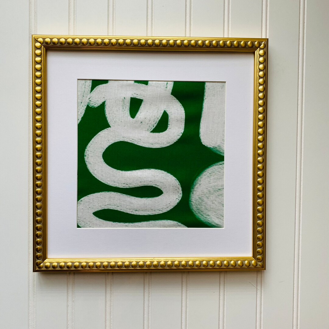 Wall Art Green Squiggle Wall Hanging Abstract Fabric Wall Art Beaded ...