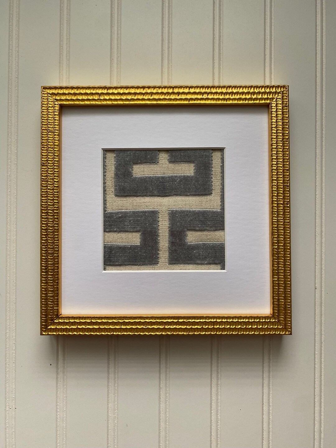 Gray Blue Velvet Fabric Wall Art, Textured Wall Hanging, Textile Wall ...