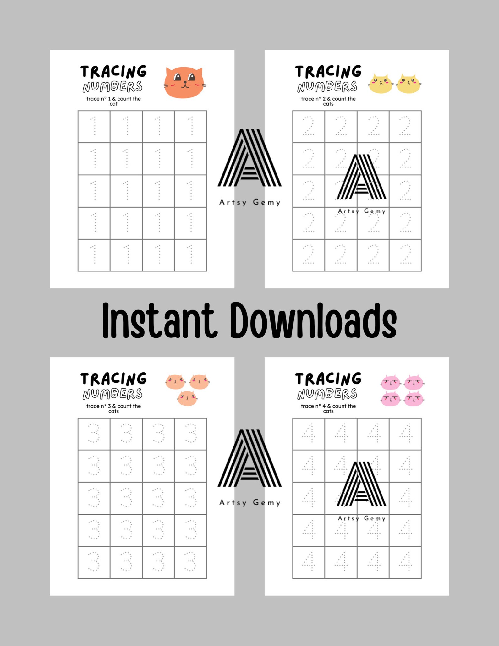 Tracing Numbers and Counting Cats - Etsy