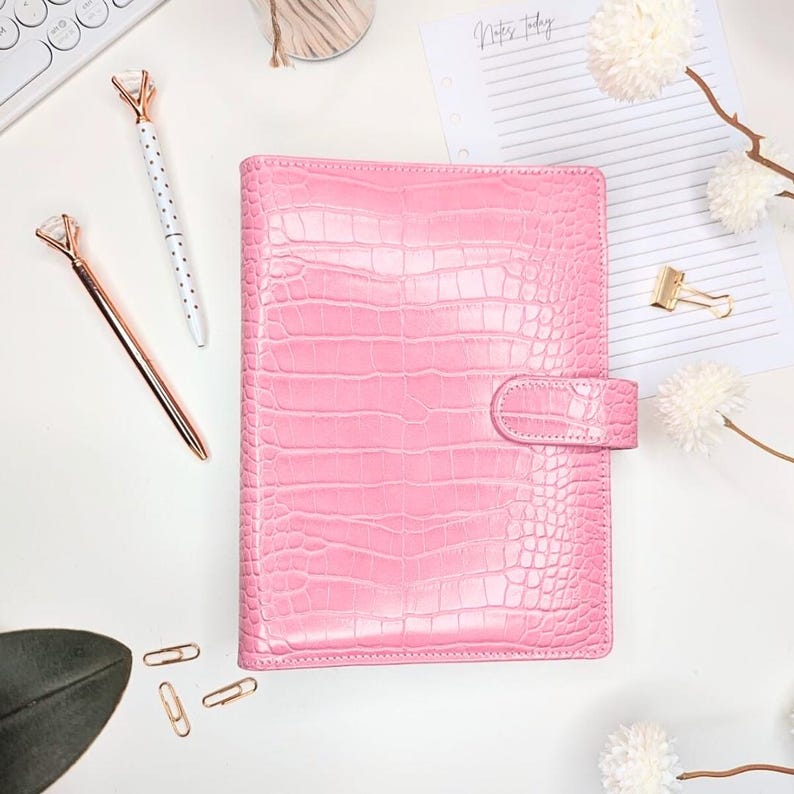 Luxurious Pink Textured A5 Ring Binder Refillable Planner Diary Agenda ...