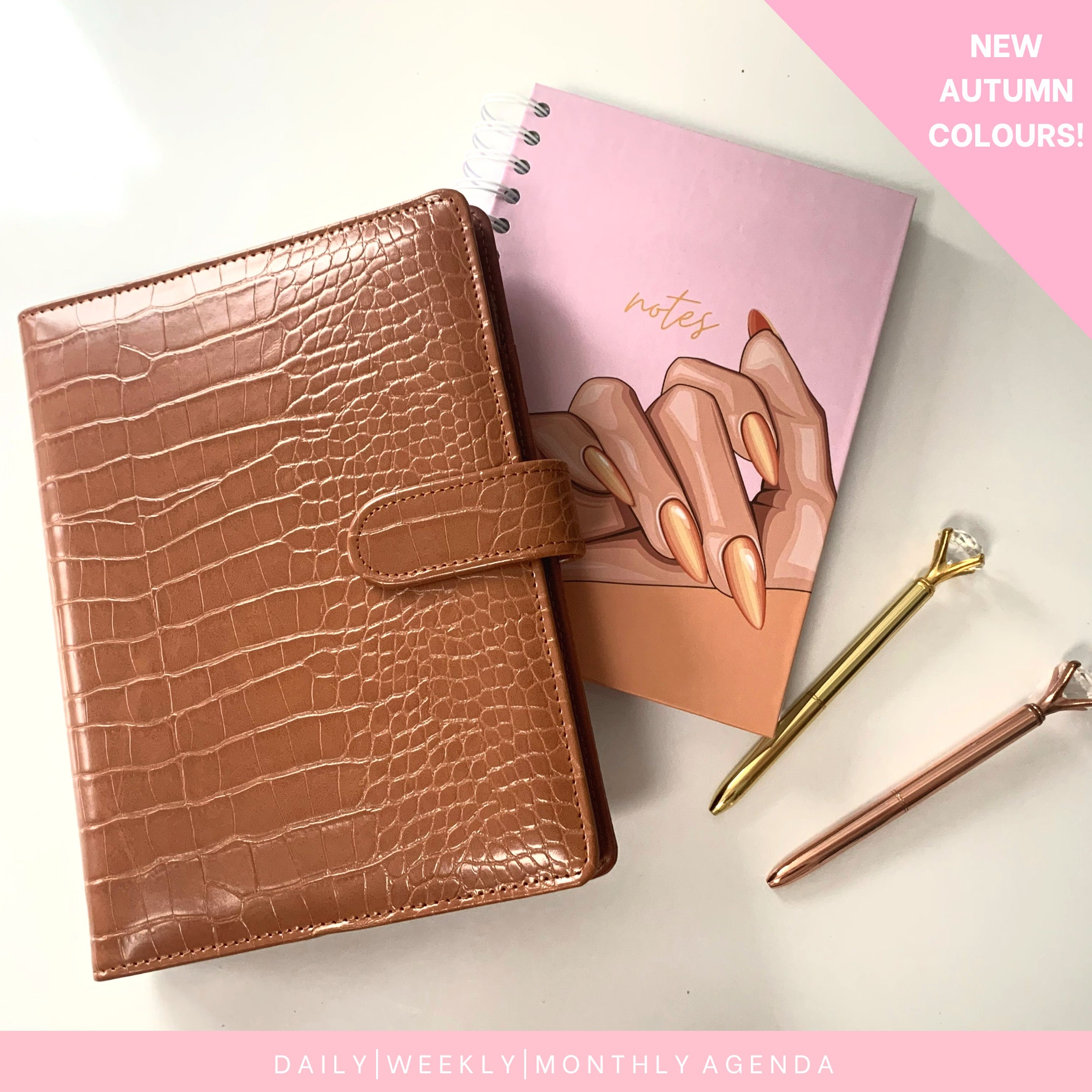 Luxurious Tan Textured A5 Ring Binder Refillable Planner Diary Agenda ...
