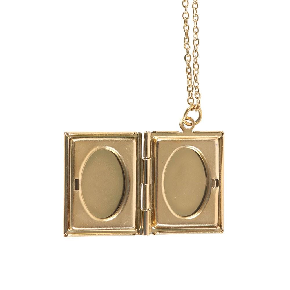 Book Shaped Locket Necklace | Gold-tone Mini Book Pendant | Literary ...