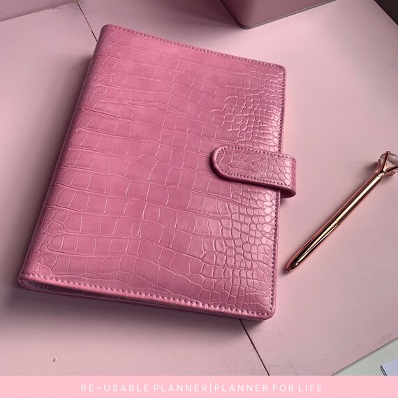 Daily Diary Croc Finish Pink Ring Binder Vegan Refillable - Etsy