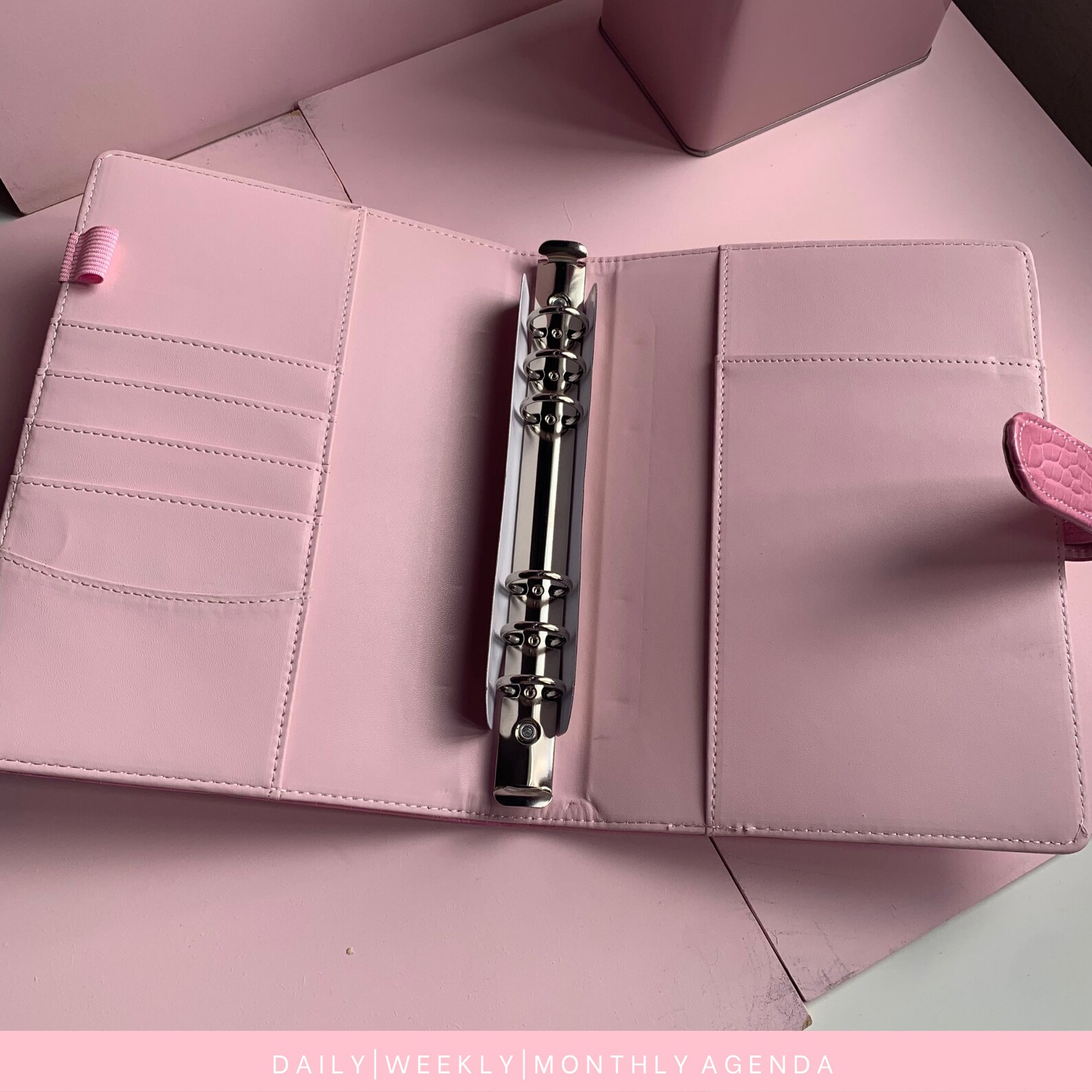 Luxurious Pink Textured A5 Ring Binder Refillable Planner Diary Agenda ...