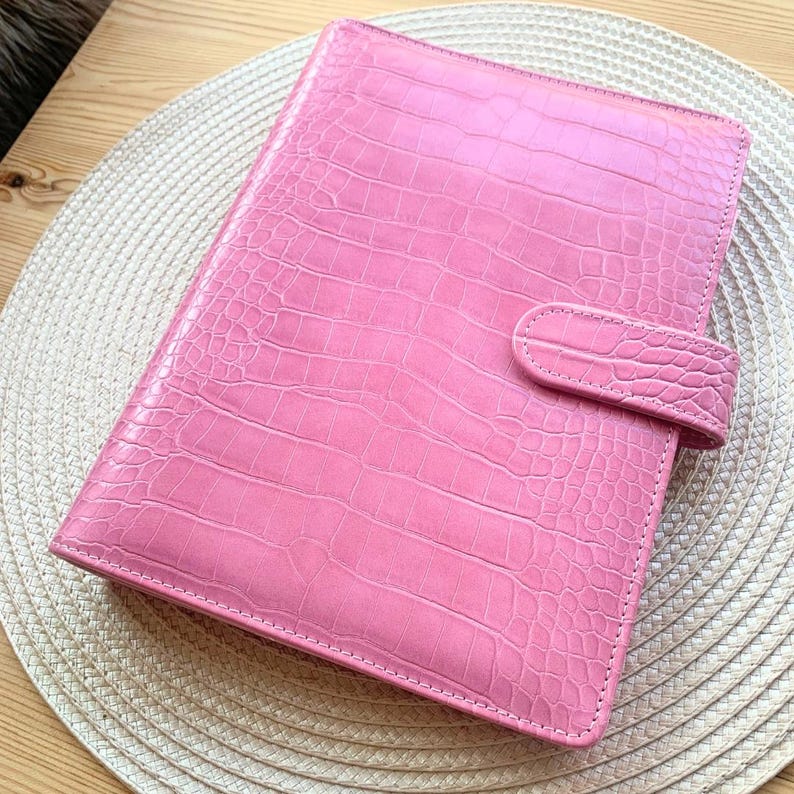 Pink Croc A5 Ring Binder: Vegan Leather Refillable Planner - Etsy