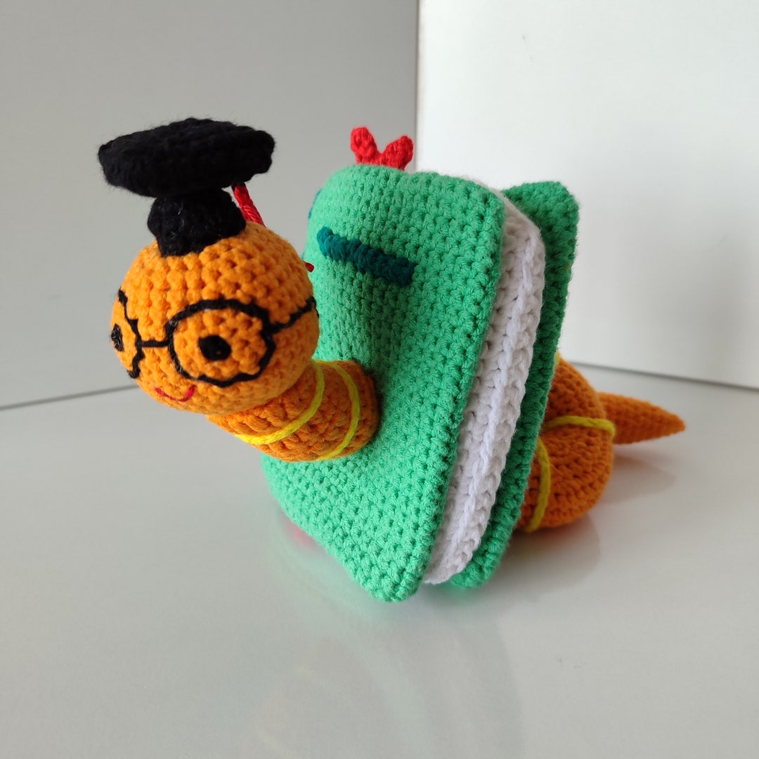 Crochet Bookworm Ornament, Handmade Book Lover Gift - Etsy