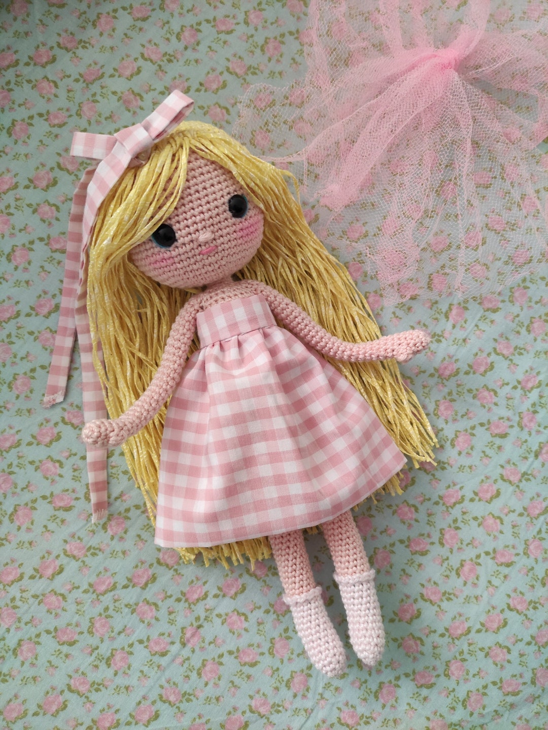 Crochet Pink Princess Doll, First Baby Doll, Amigurumi Personalized ...