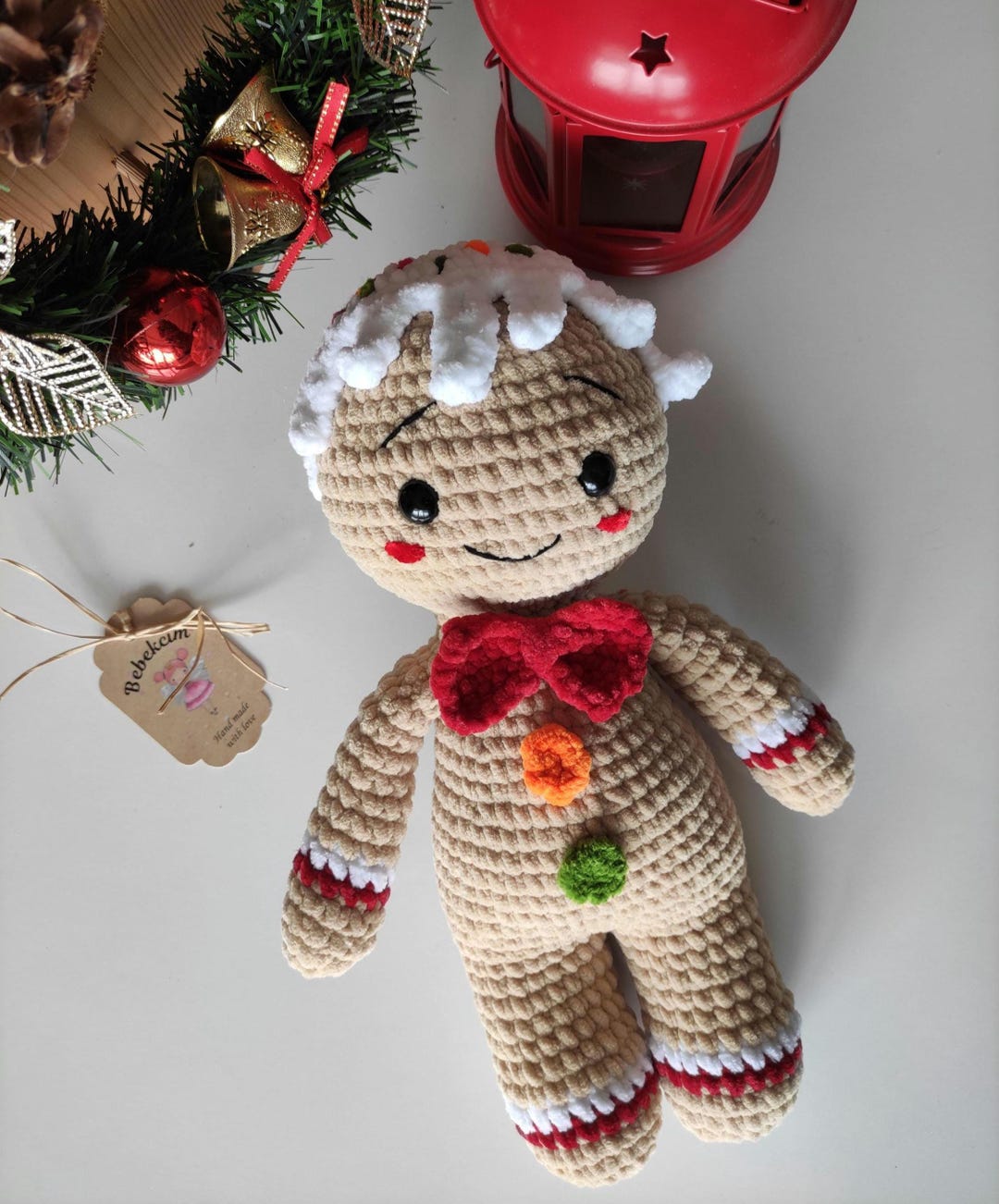 Crochet Gingerbread Man: Handmade Christmas Velvet Plushie - Etsy