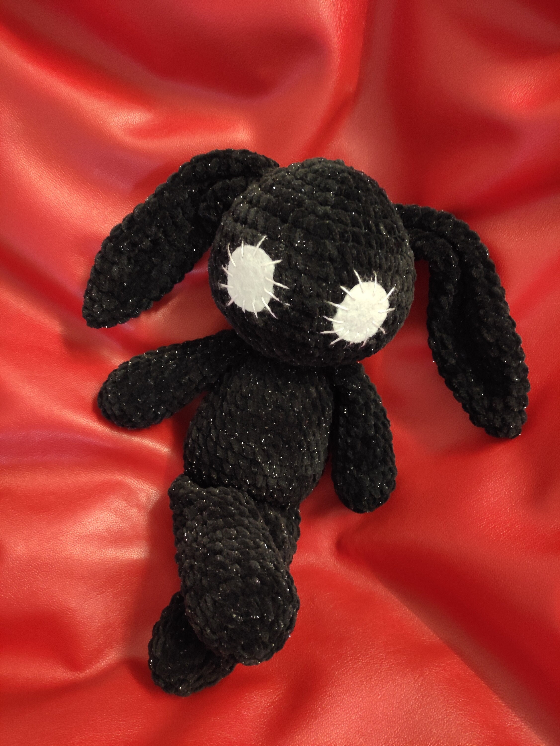 Large Crochet Black Bunny, Goth Stuffed Animal, Handmade Plush - Etsy