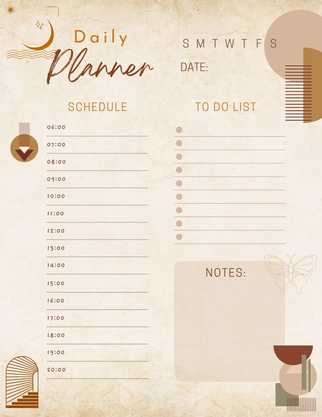 Rustic Daily Planner Printable - Etsy